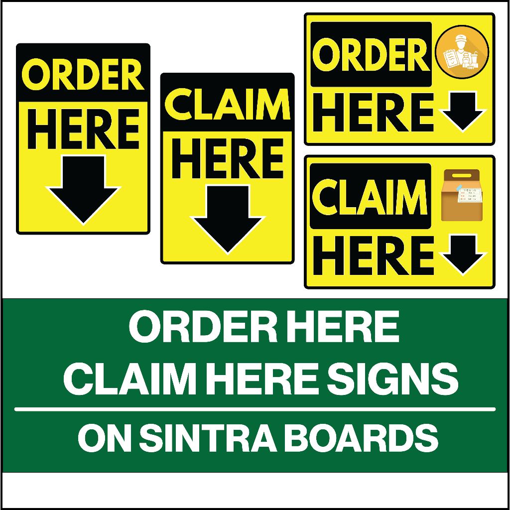 Order Here Claim Here Food Shop and Milk Tea Shop Signs Business ...