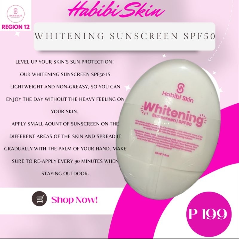 Habibi Whitening Sunscreen Spf50 By Ms Crissa Liaging 100 Original Product Shopee Philippines