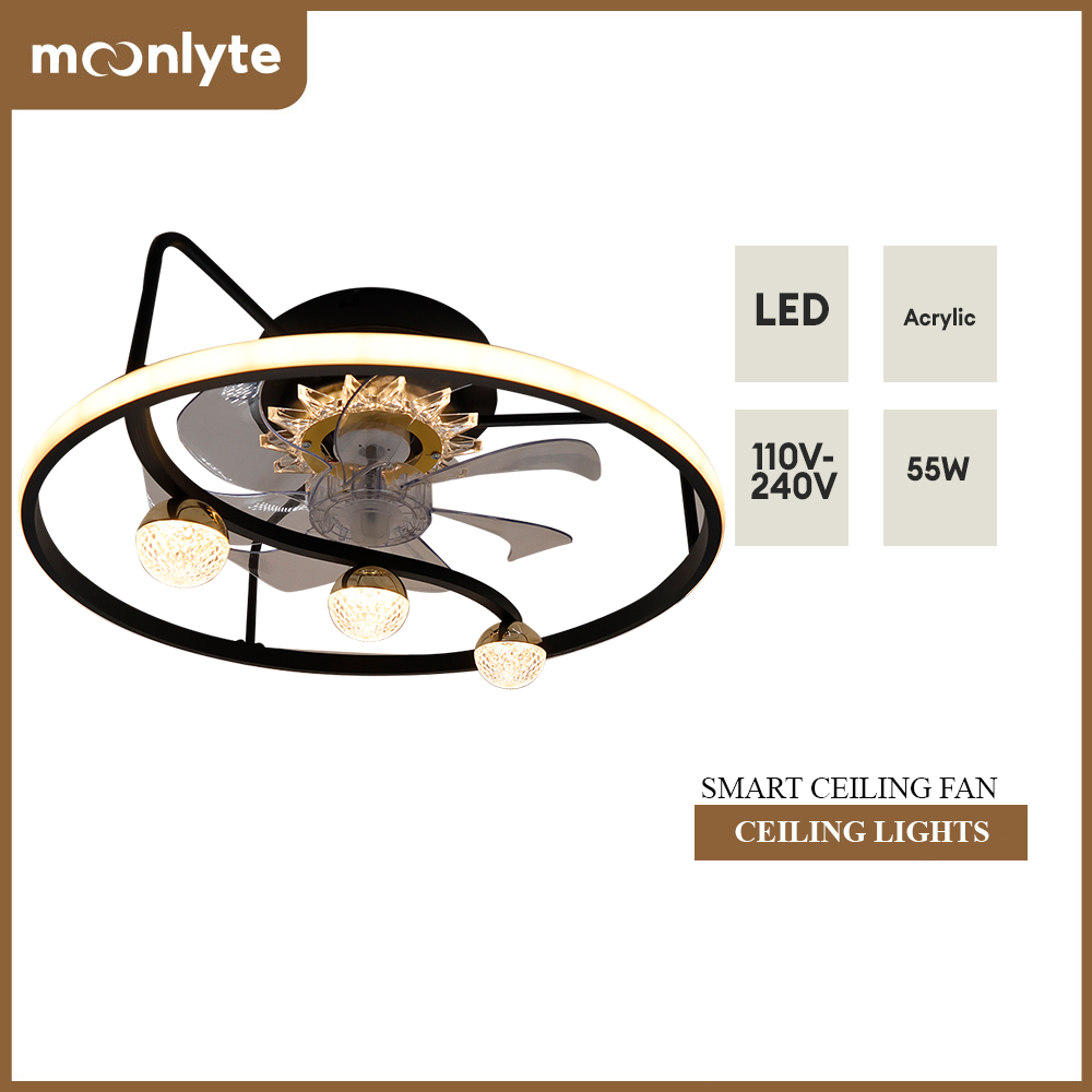 MOONLYTE Orion Smart Ceiling Fan with Lights Adjustable Wind Speed Tri ...