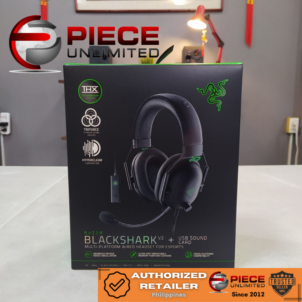 Razer BlackShark V2 (2021) USB + 3.5mm SOUND CARD Wired gaming Headset ...