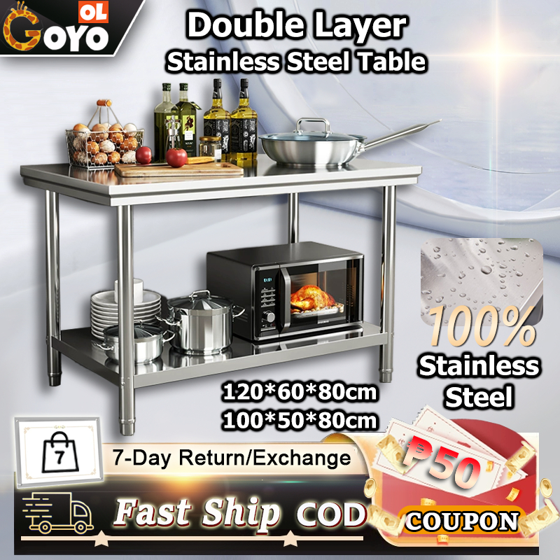 2 Layer Stainless Kitchen Table | Commercial Kitchen Prep Table | High ...