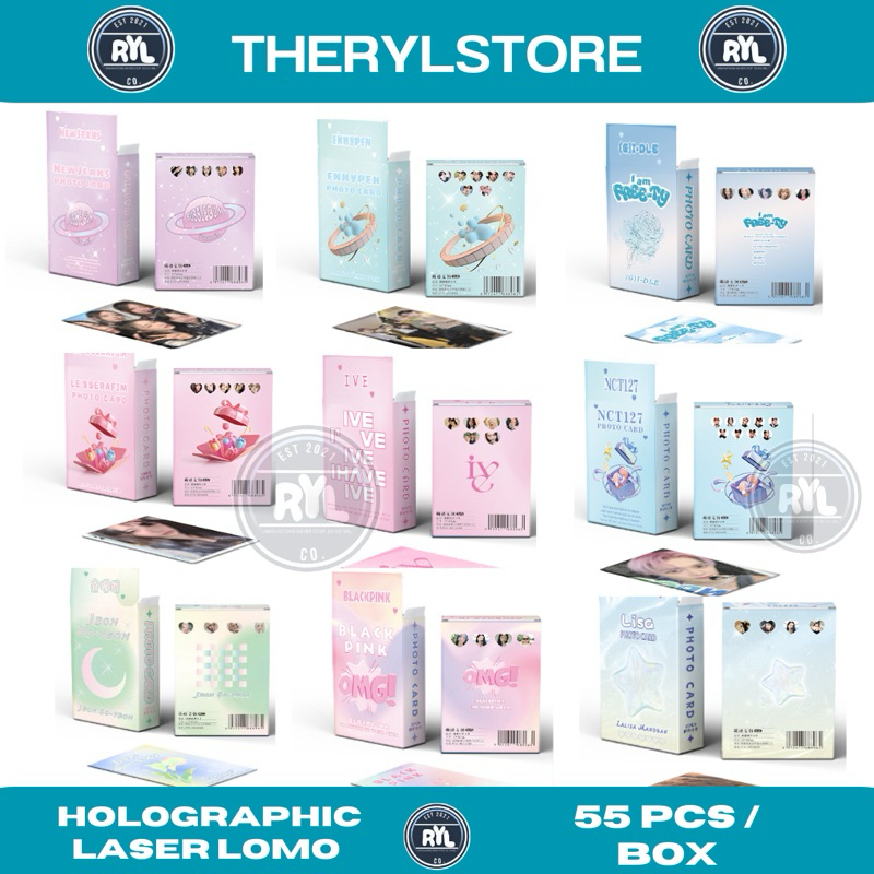 [55 PCS/BOX] KPOP Holographic Laser Lomo Cards | Shopee Philippines