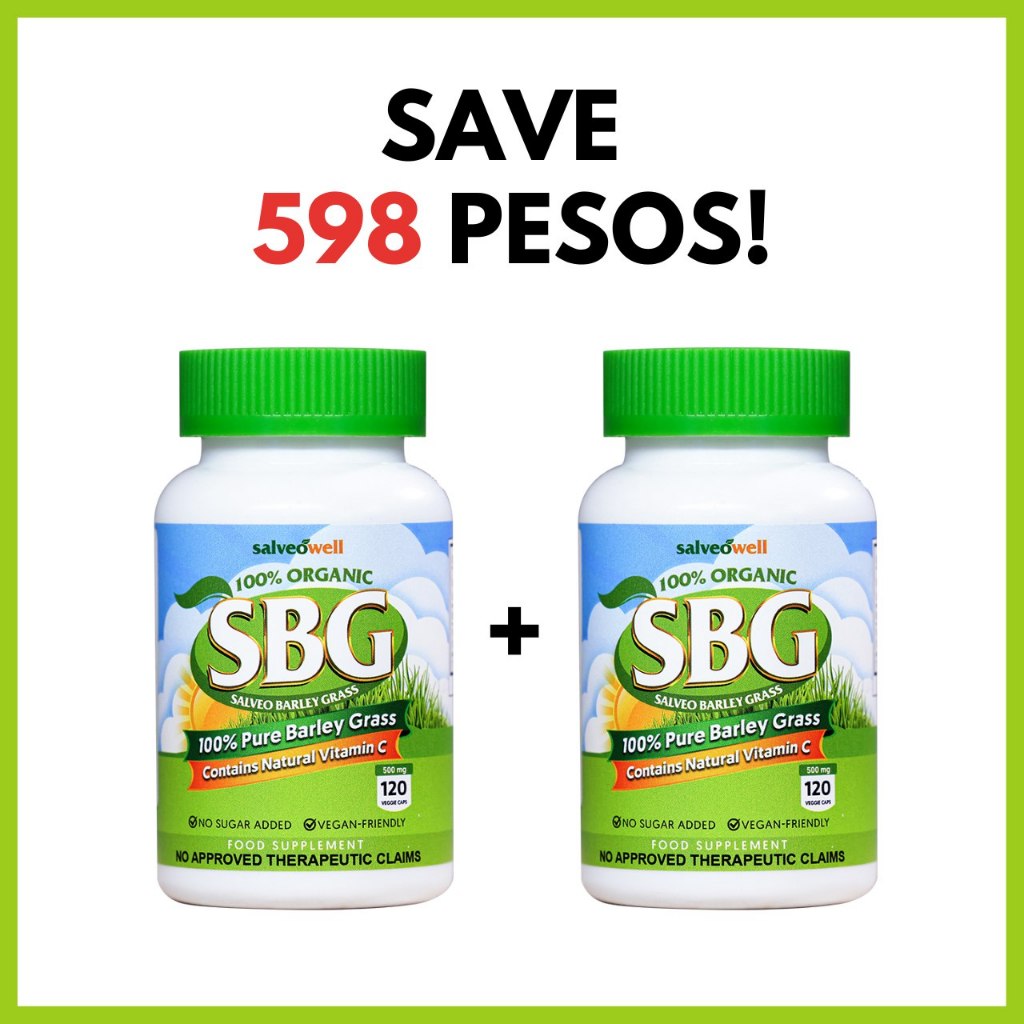 TWO (2) SALVEO BARLEY GRASS 120 Capsules Bottle 500mg Pure and Organic ...