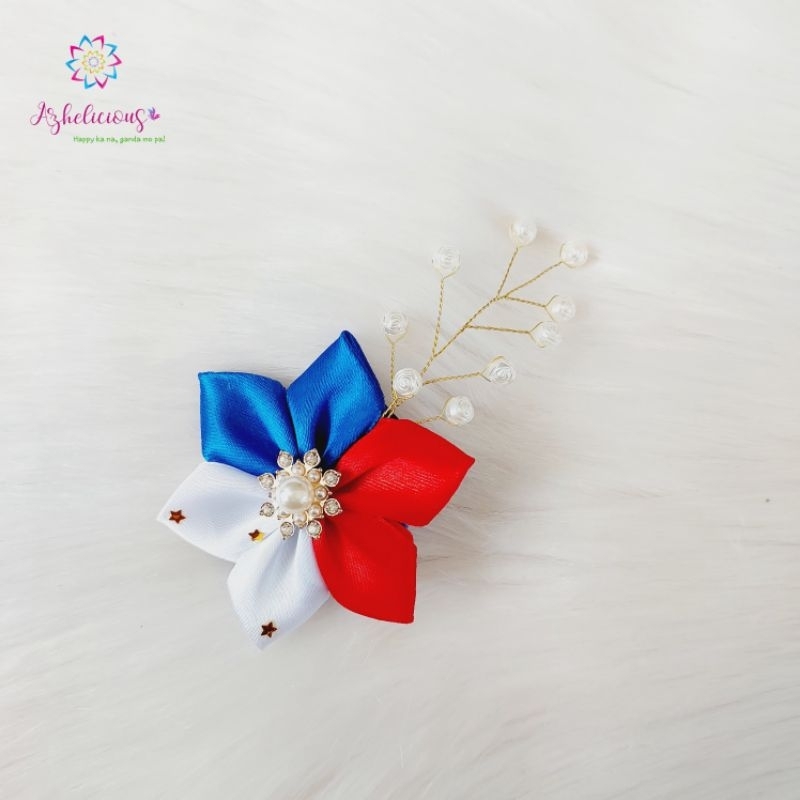Philippine flag color inspired flower hairclip 1pc | Shopee Philippines