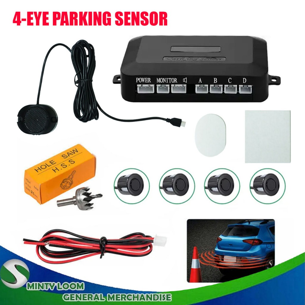 4 Eye Car Parking Sensor Kit Reverse Backup Radar Sound Alarm Indicator ...