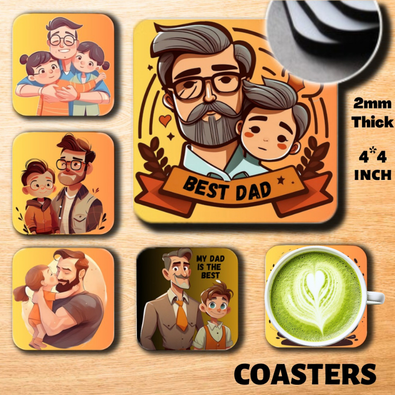 Father's Day Dad Coasters Useful Giveaways Tokens Gifts for all ...