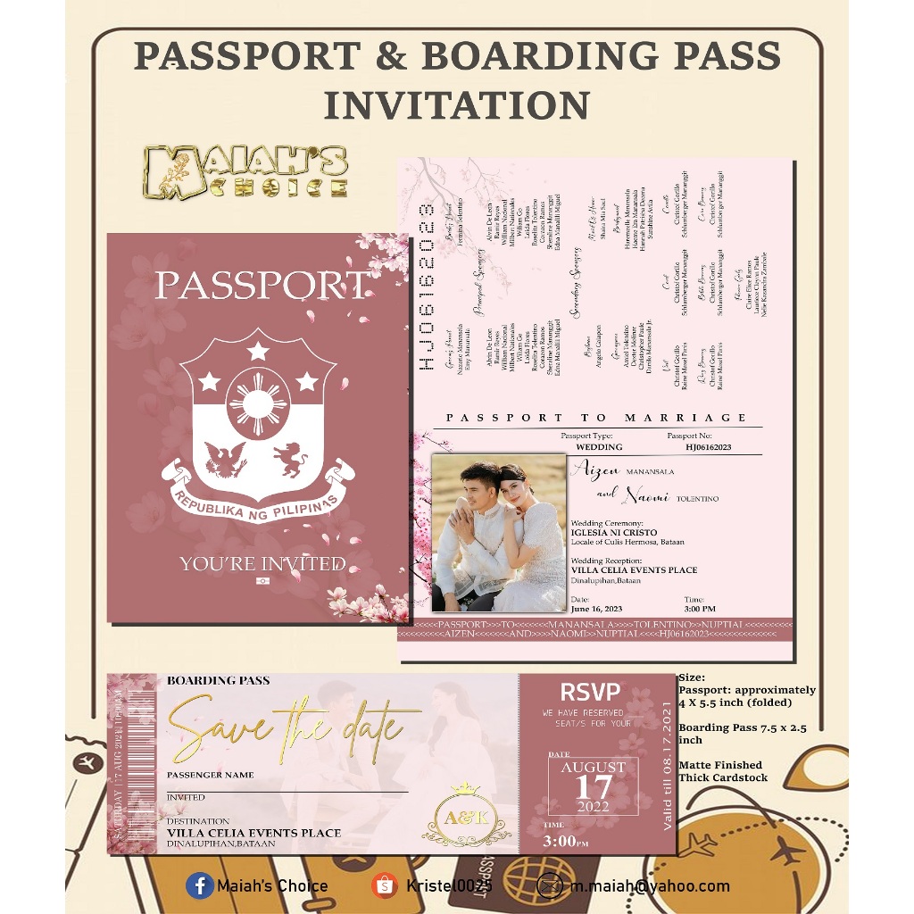 PASSPORT / PASSBOOK and Boarding Pass Invitation | Any theme | Birthday ...
