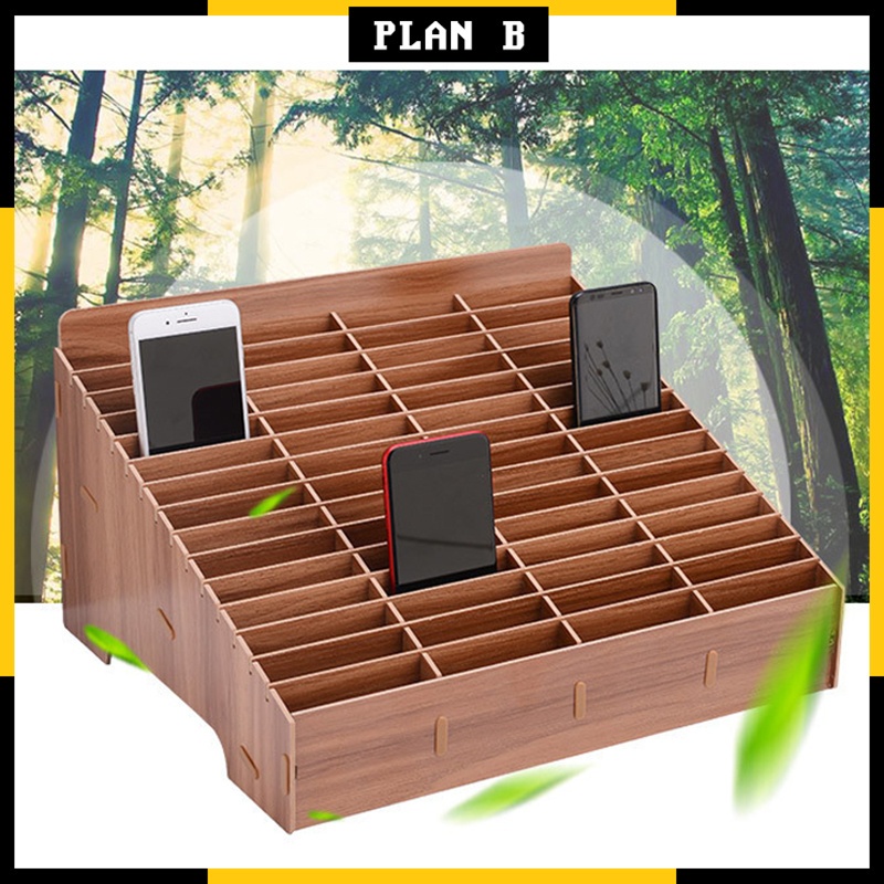 12/24 Grid Wooden Phone Storage Box Multi Grid Phone Storage Box Office ...