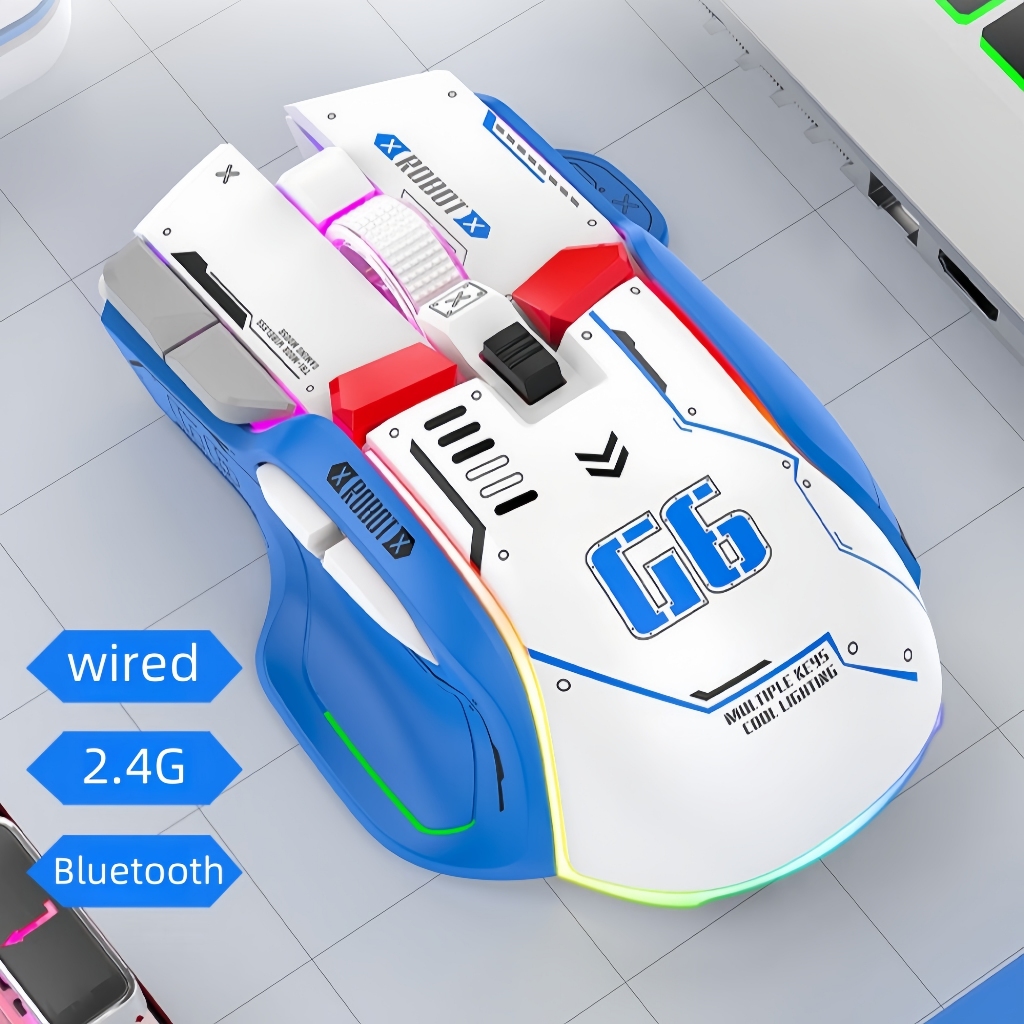 Three-mode Wireless Bluetooth Mouse RGB Light-emitting Gaming Computer ...