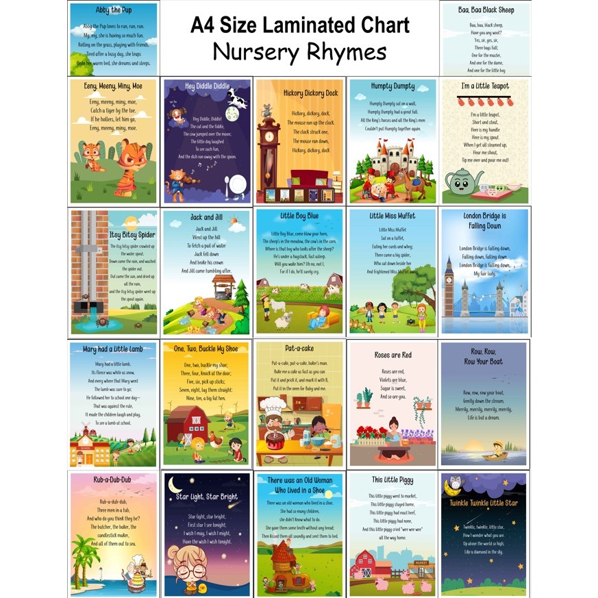 Nursery Rhymes A4 Laminated High Print Quality | Shopee Philippines