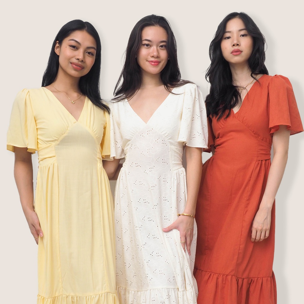 Hey Riley Laurel Stylish Flowy Dress with Waist Sash for Women (White ...