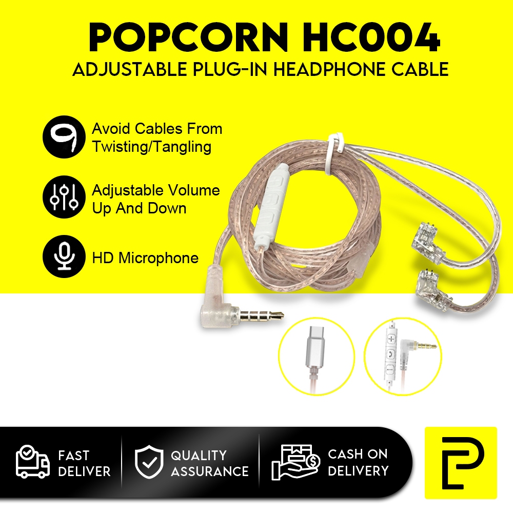 Popcorn IEM Upgraded Memory EAR-HOOKS 2 Pin 0.75mm Connector 3.5mm&Type ...