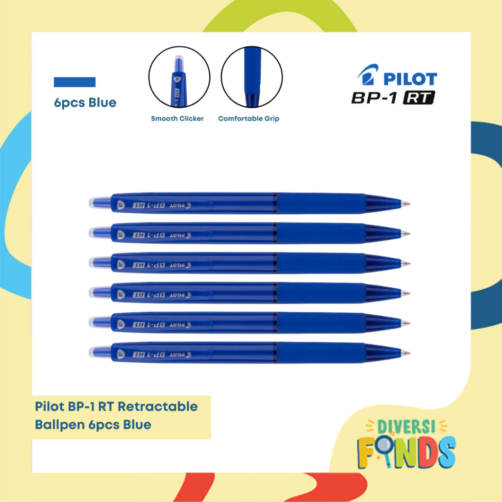 6PCS Pilot BP-1 RT Retractable Ballpen BP1 Pen - Black, Blue, Red | Shopee Philippines