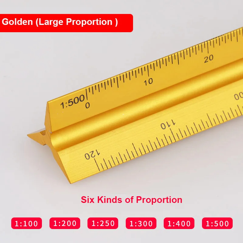 Triangular Scale Ruler 30cm Aluminium Triangle Scale Ruler Measuring ...