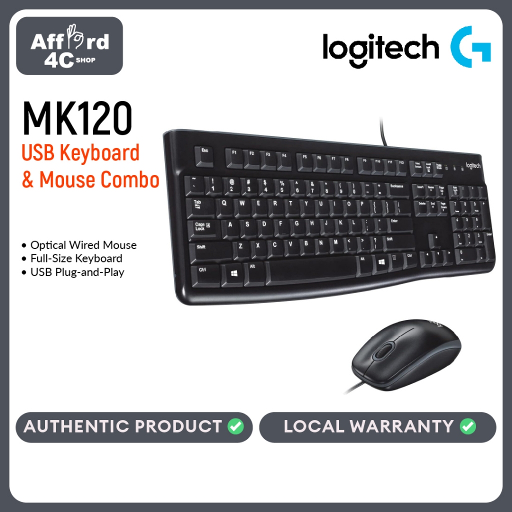 Logitech Desktop MK120 USB Keyboard and Mouse Combo | Shopee Philippines