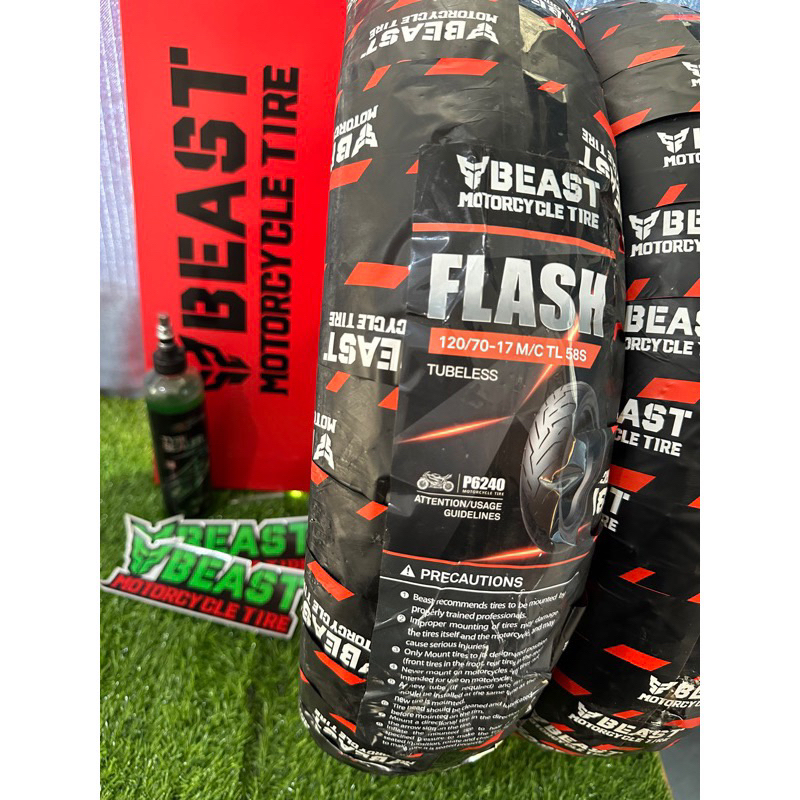 BEAST TIRE FLASH TUBELESS by 14 by 17 FREE PITO / SEALANT | Shopee ...