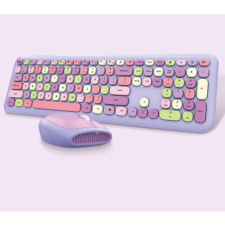 Sweet Mixed Color 2.4G Wireless Keyboard and Mouse Combo Cute Keyboard ...