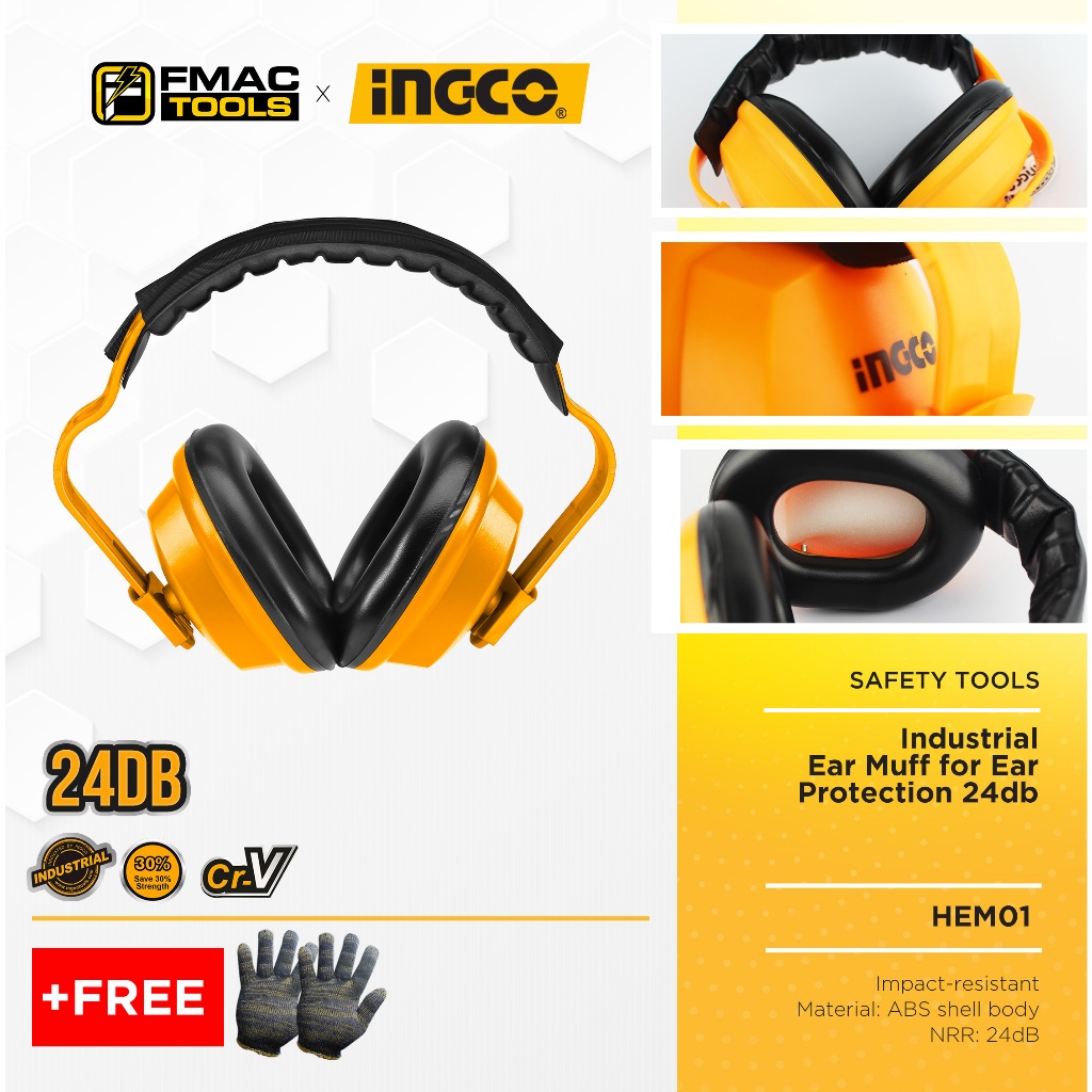 INGCO Industrial Ear Muff for Ear Protection 24db HEM01 + FREEBIES FMAC ...