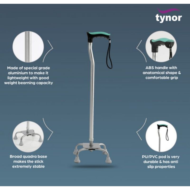 Tynor Walking Aid Quad Cane (Tungkod) | Shopee Philippines