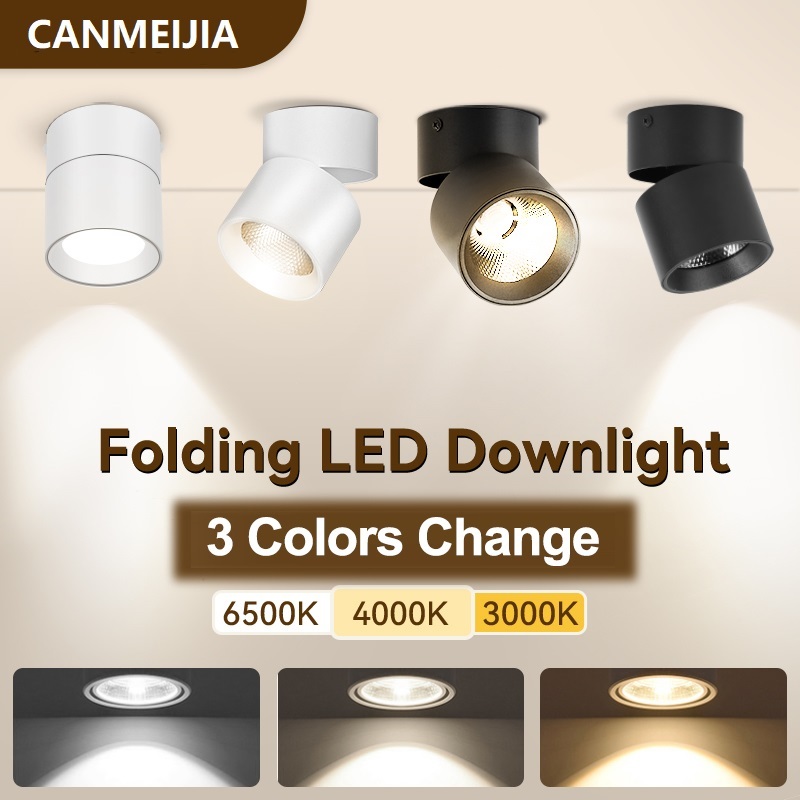 Tri-Color LED Downlight Foldable Spotlight Pin Light COB Track Light ...