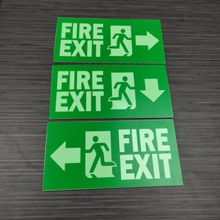 Luminous Fire exit signage glow in the dark cut out sticker on 3mm ...
