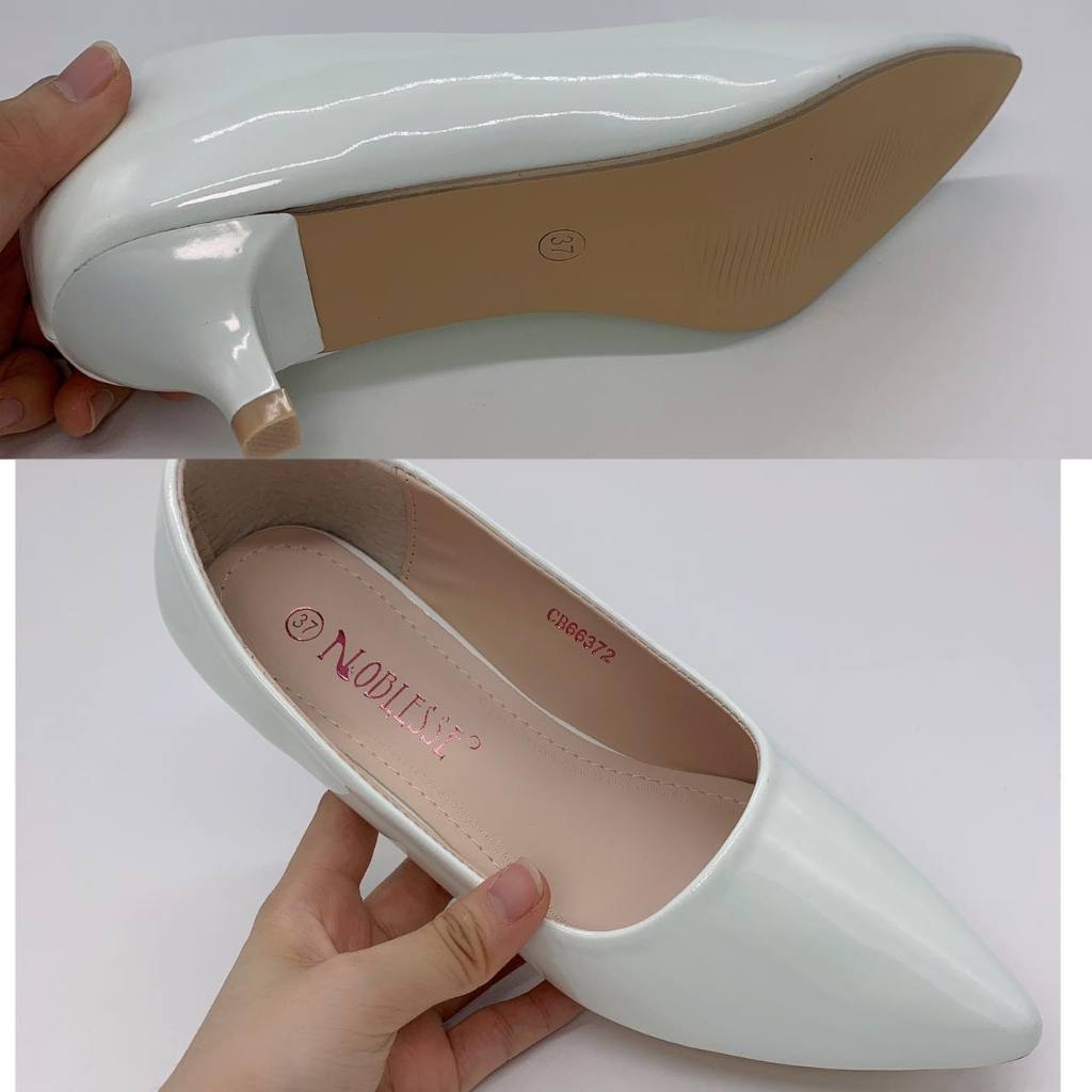 NOBLESSE Pointed Toe Black Office School Low Heel Shoes For Women ...