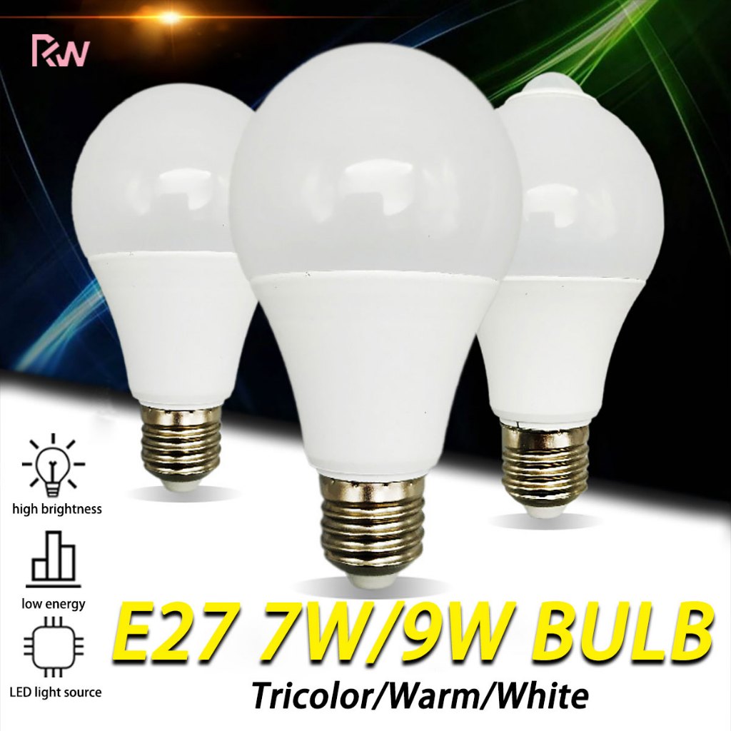 E27 LED Bulb Light Warm White Daylight Tri-Color 6000K Waterproof Energy Saving 7W 9W 220V ...
