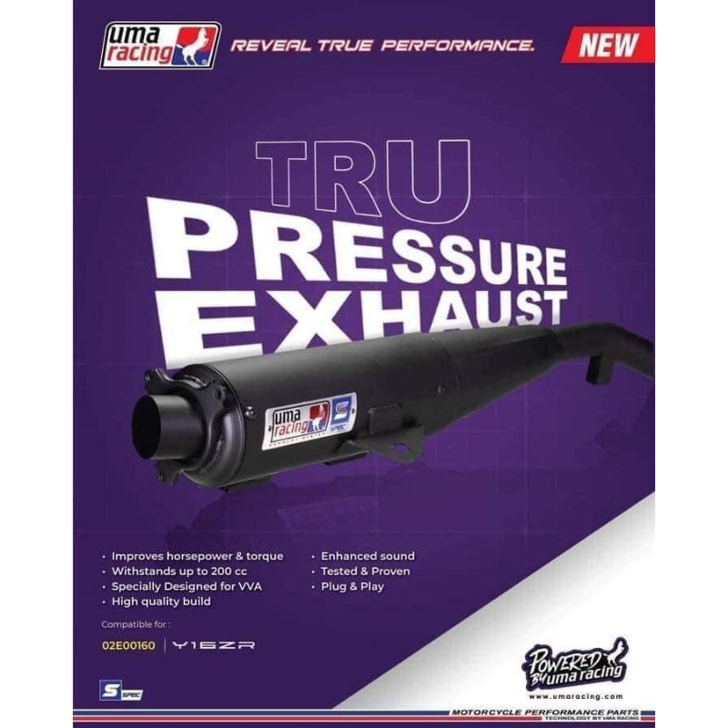 UMA Racing Back/ Tru Pressure Exhaust Pipe for SNIPER 155 / Sniper155 ...