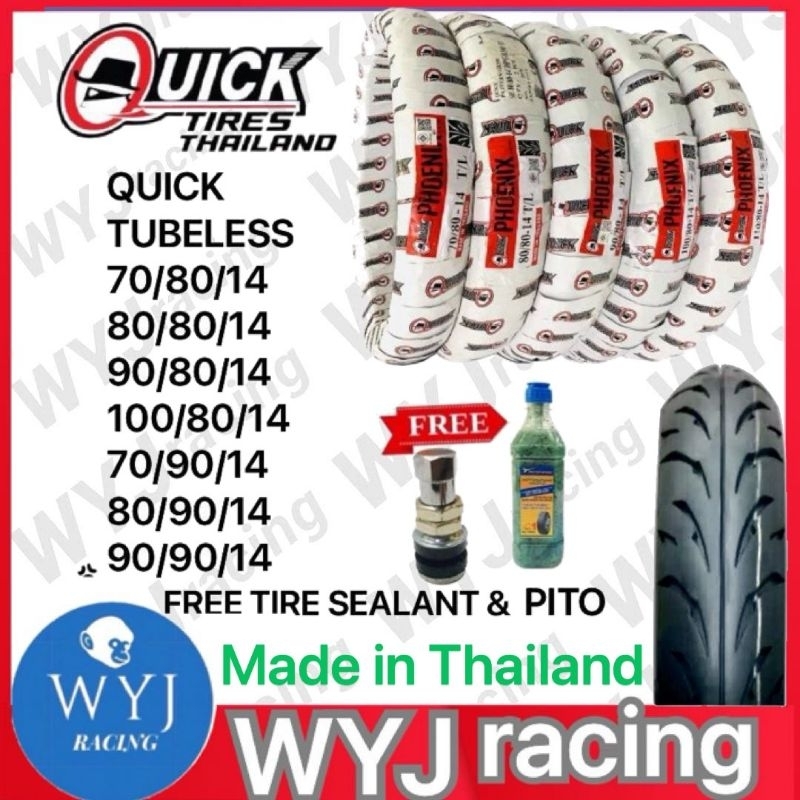 QUICK TIRE FREE TIRE SEALANT & PITO PHOENIX TUBELESS By 14 70/80/14-100 ...