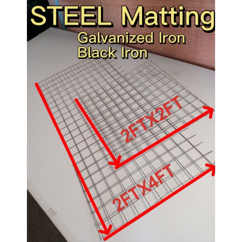 Galvanized Iron & Black Iron Steel Matting 3.5mm and 2.5mm Sold per 2ftx4ft 2x2 hole 2ftx2ft ...