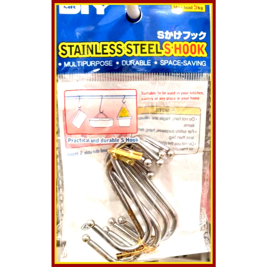 Stainless Steel Multi-Purpose S Hook Sabitan - 5 pcs Per Pack | Shopee ...