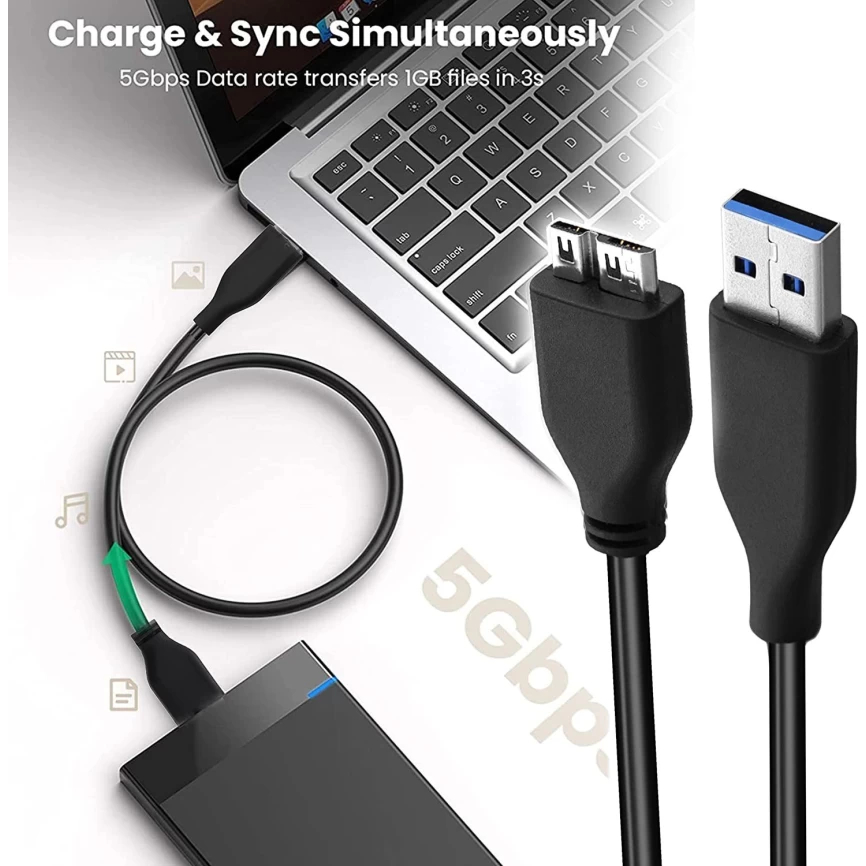 Super Speed USB 3.0 Male A to Micro B CableForExternal Hard | Shopee ...