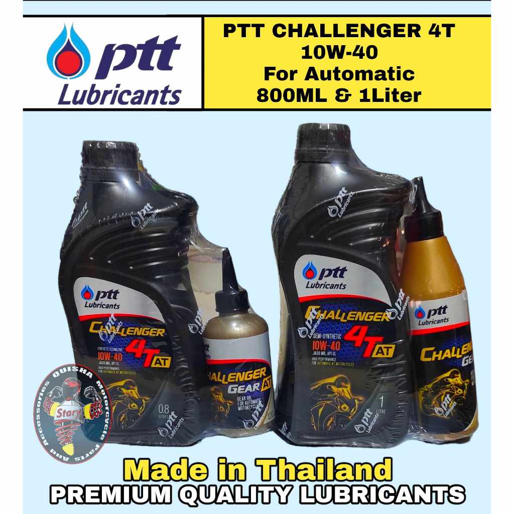 PTT Challenger Engine Oil 4T AT 10w-40 800ml & 1Liter with FREE Gear ...