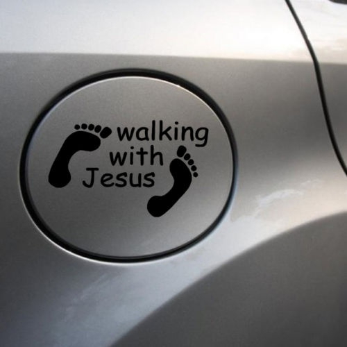 Walking with Jesus Vinyl Decal - Car and Motorcycle Sticker Religious ...