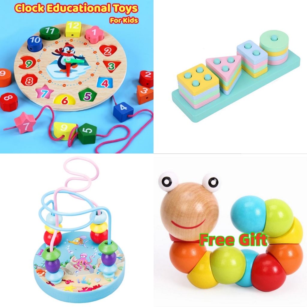 6 in 1 Wooden Educational Toy Gift Set Shape Sorter Toys for Kids ...