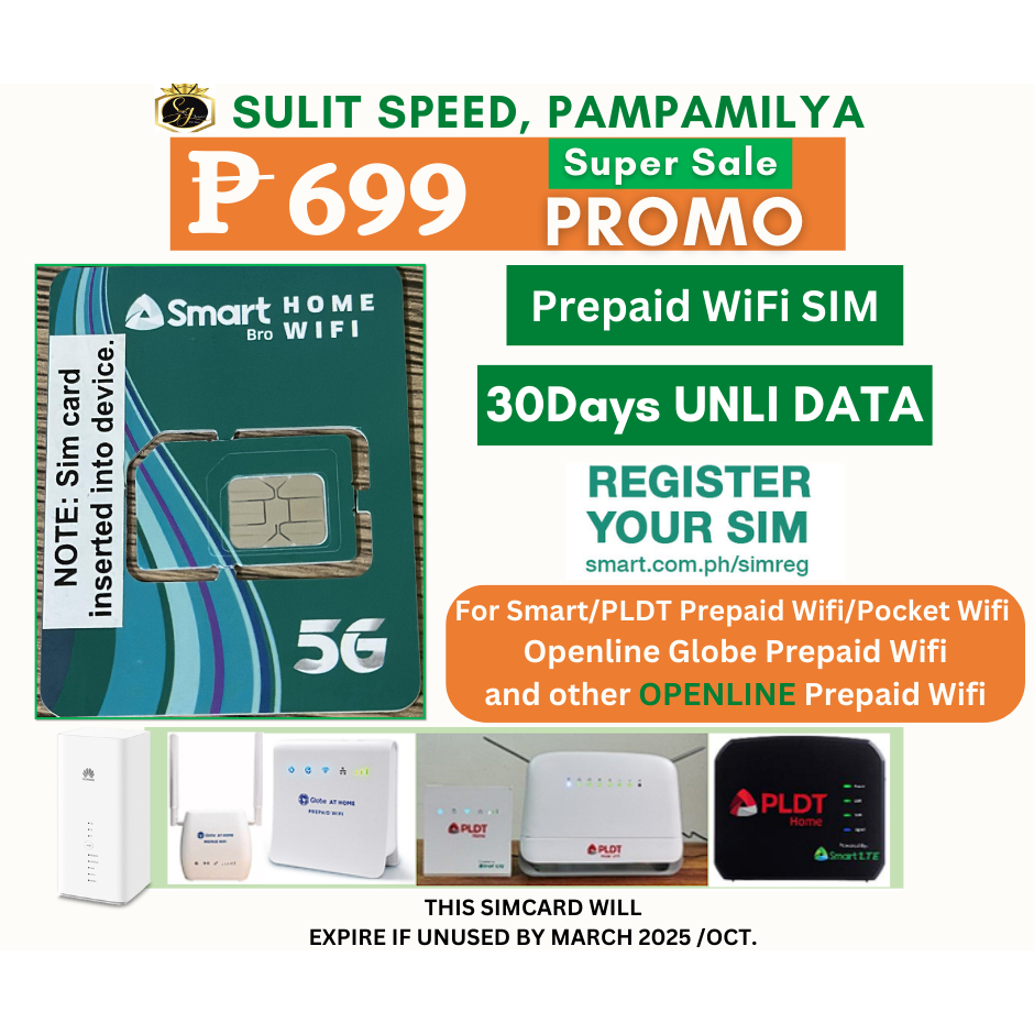 Smart Bro Home Prepaid Sim with 15Days/30Days UNLIDATA | Shopee Philippines