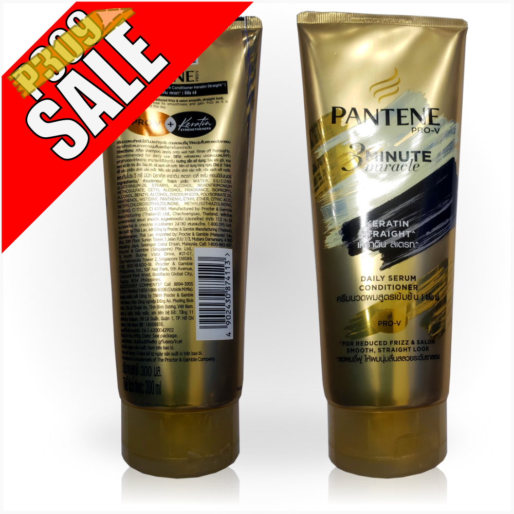 Pantene Pro-V 3 Minute Miracle Keratin Straight Daily Serum Conditioner ...