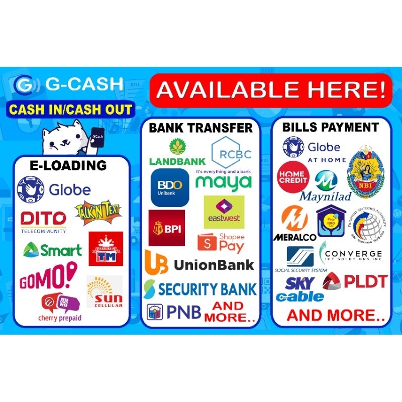 Gcash Landscape with Pay bills & Bank Transfer | Shopee Philippines