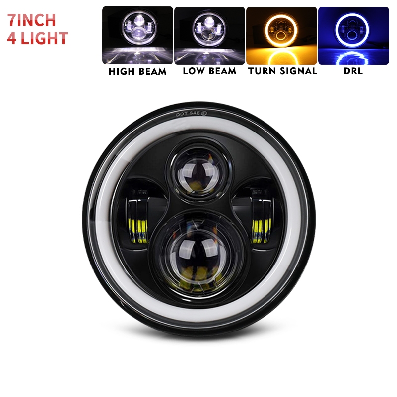 Motorcycle LED Headlight Universal Retro Motorcycle Headlamp Cafe Racer ...