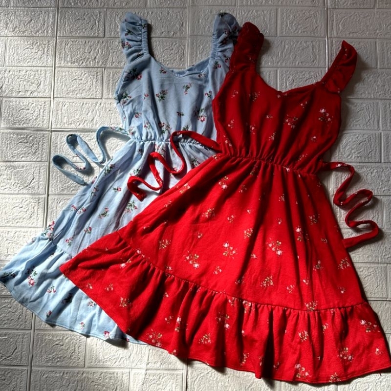 Kids Girl garterize ruffle sleeves dress 3-5 and 8-10 yrs old | Shopee ...