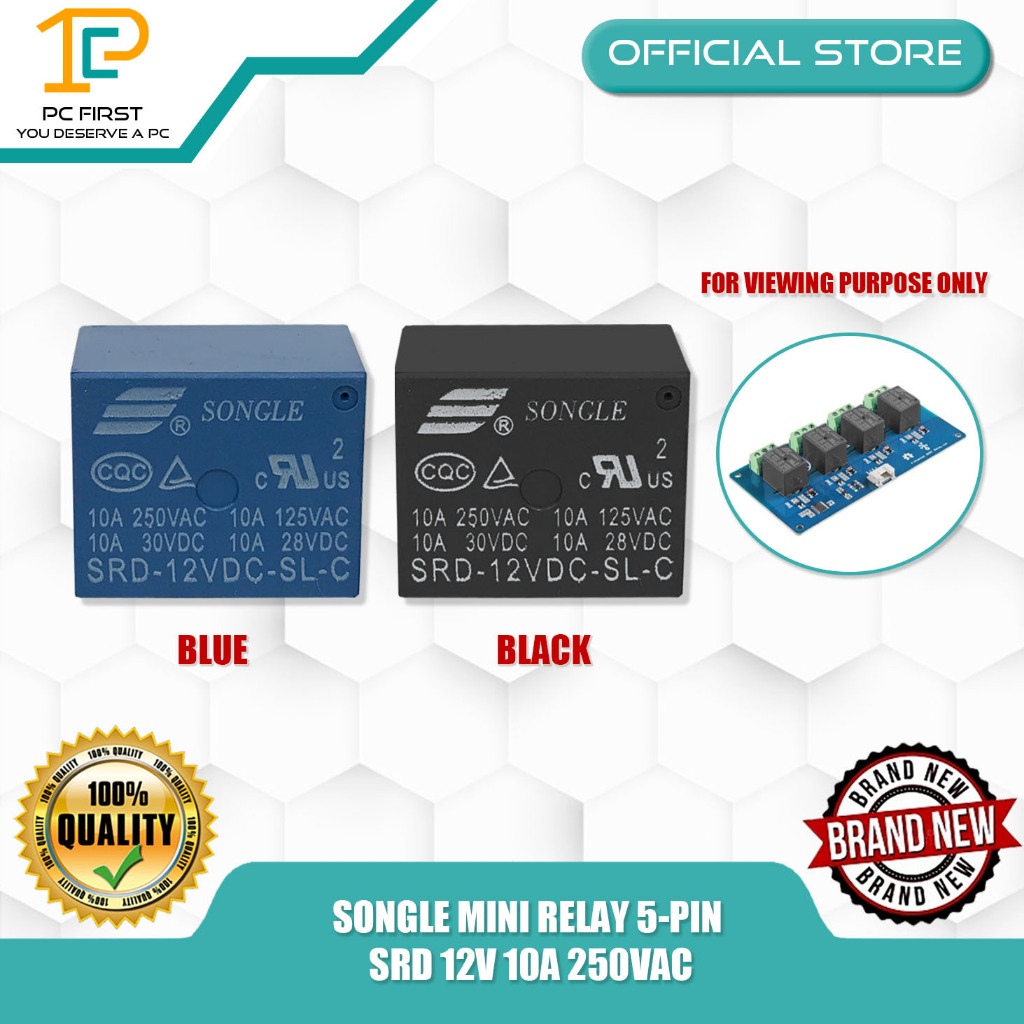 SONGLE MINI RELAY 5-PIN SRD 12V 10A 250VAC | Shopee Philippines
