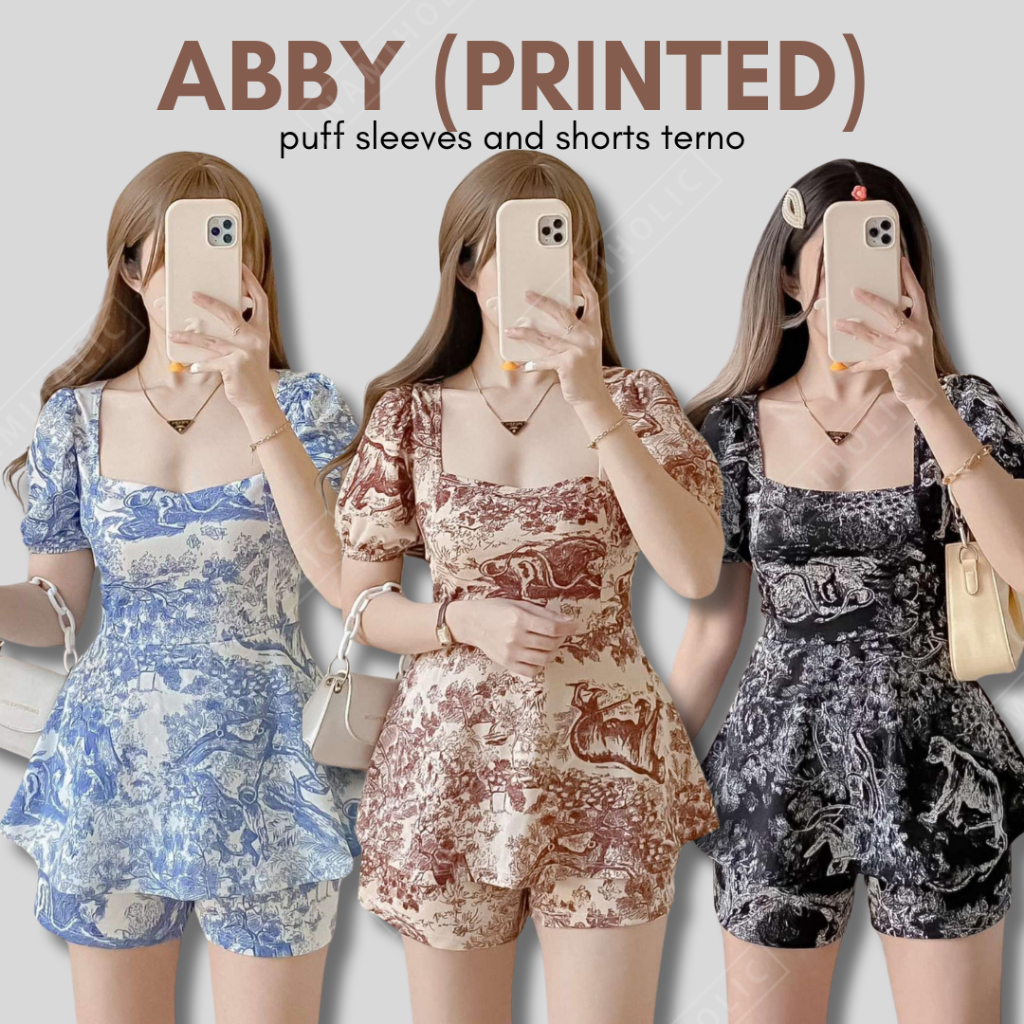 Namiholic Printed Abby Puff Sleeves and Shorts Terno I Crepe Fabric I ...