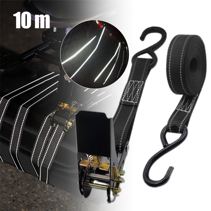 Night Reflective Ratchet Strap Tie Down 10m Black Cargo Straps,for ...