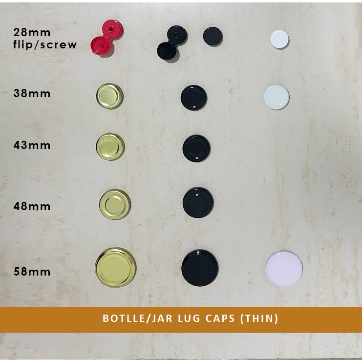 Metal lug caps for glass jars and bottles CAPS ONLY SOLD PER 5 PCS ...