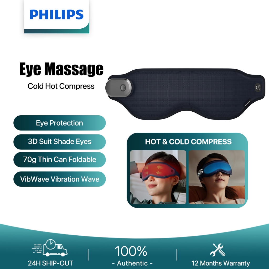 Philips Eye Massage Foldable Massage Eye Mask VibWave Hot Cold Compress ...