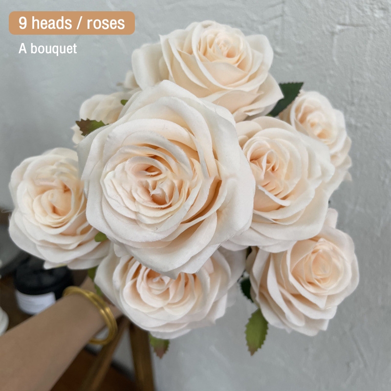Simulation 9 head bouquet of roses home decoration wedding decoration ...
