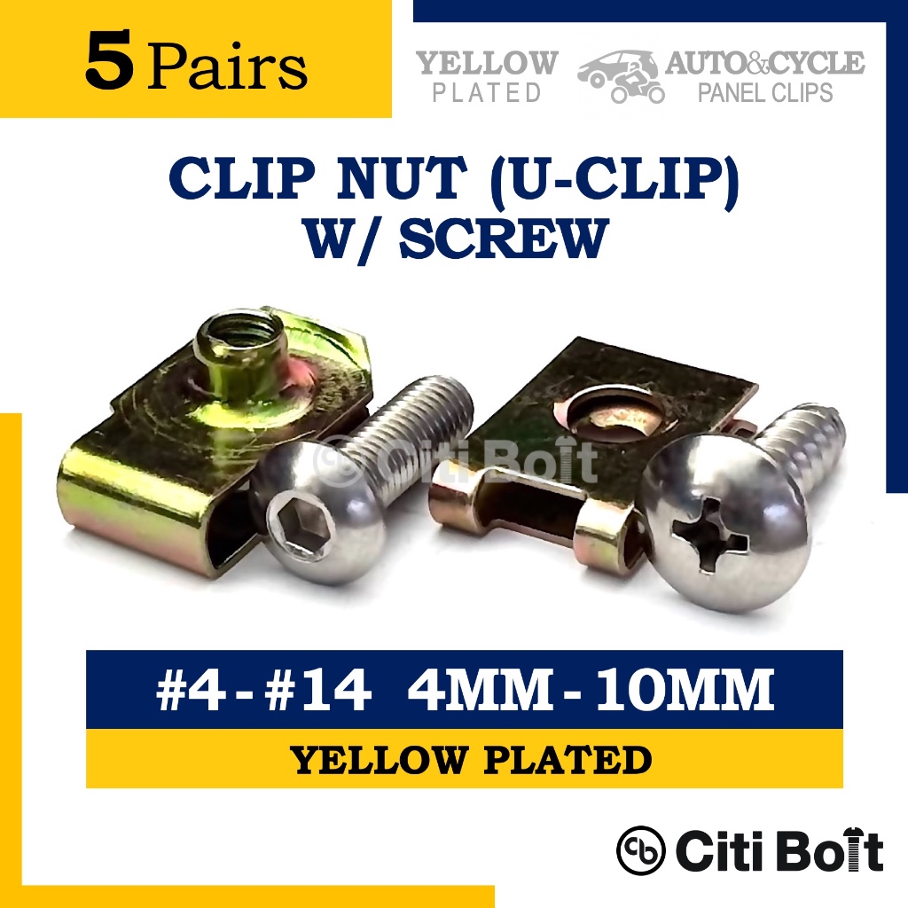 5pr Clip Nut with Screw / Motorcycle and Automotive Body Clip / Car ...