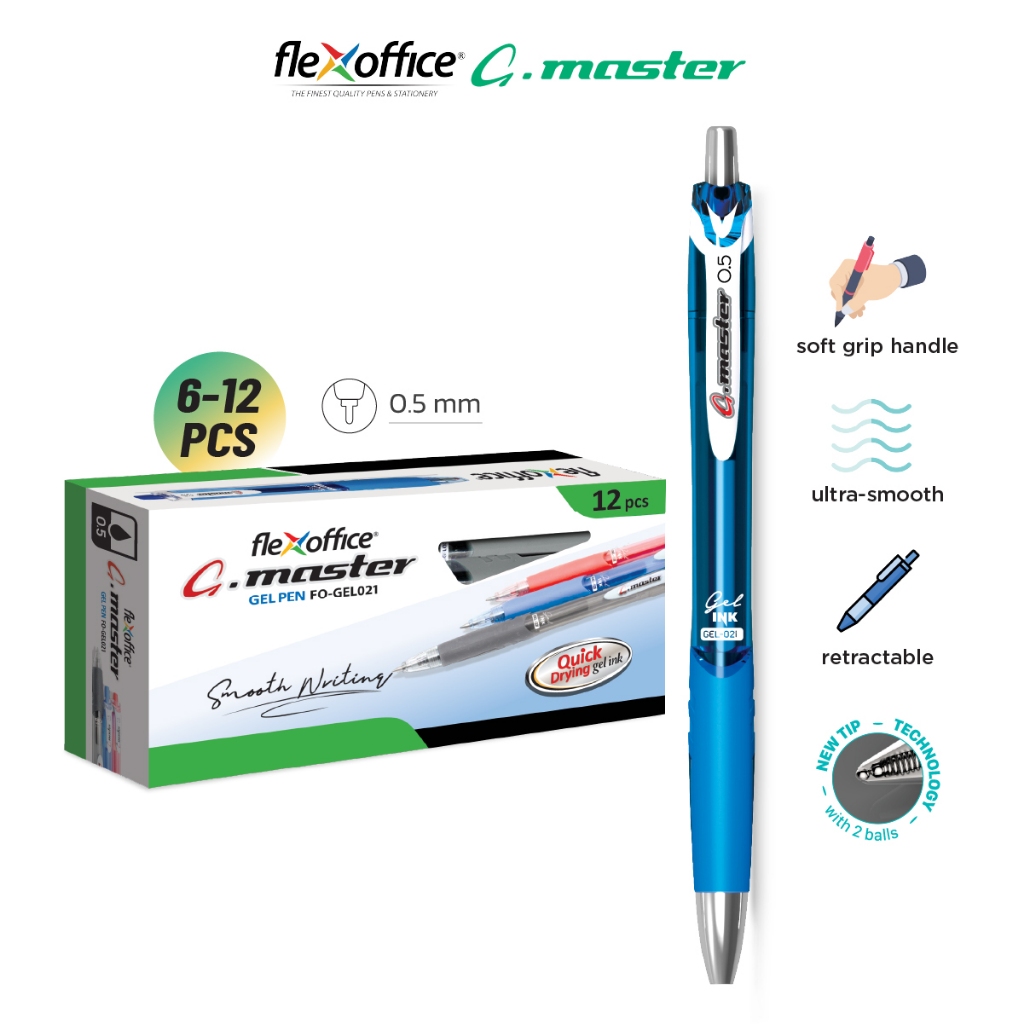 FlexOffice G-Master Gel Pen 0.5mm - 6pcs/box12 pcs - 3 Colors - FO ...