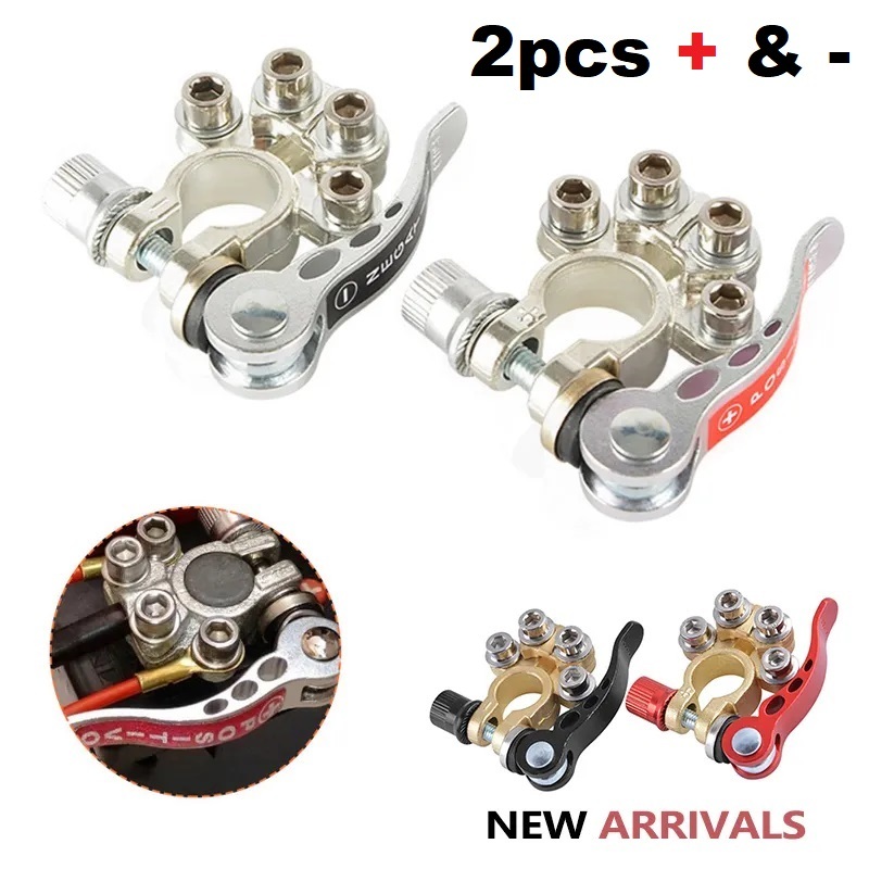 2Pcs Car Battery Terminal Connector Toolless Quick Disconnect Battery ...