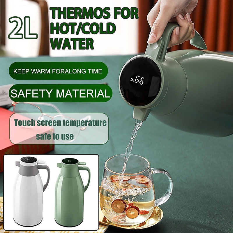 2L Thermos for Hot Water Heat Preservation Kettle Temperature Digital ...